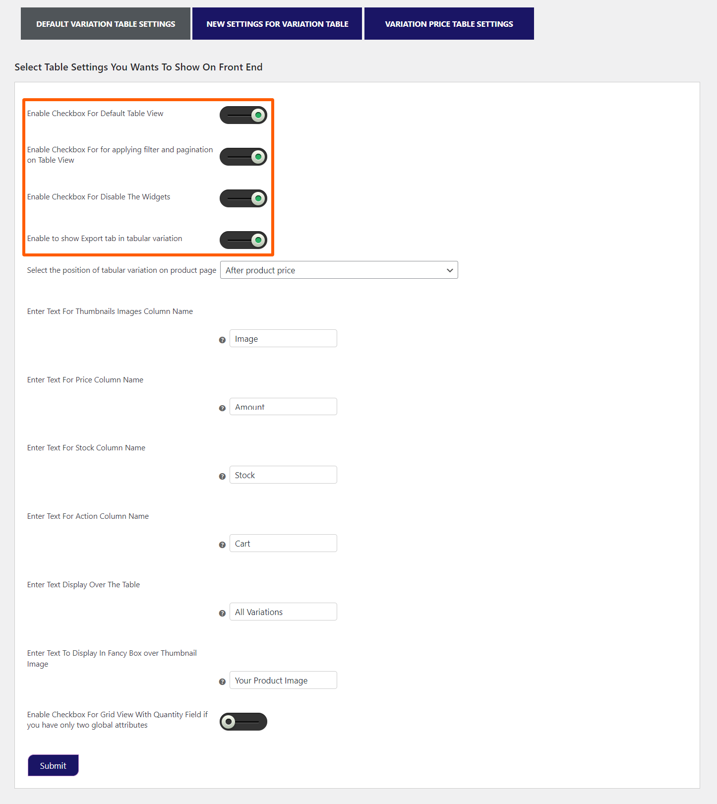 WooCommerce Product Variation Table - Tabular Format, Grid View of Variation, Table ...